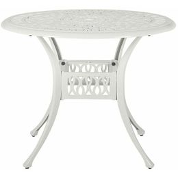 Beliani Gartentisch weiß Aluminium runde Form Bistro Retro-Optik - Weiß