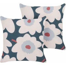 Beliani - Dekokissen 2er Set Mehrfarbig 45 x 45 cm Quadratisch mit Blumen Motiv Florales Muster Modern für Wohnzimmer Schlafzimmer Bett Sessel - Bunt