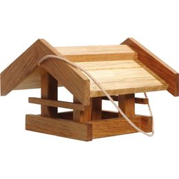 LUXUS-VOGELHAUS Solides Eiche-Vogelfutterhaus "Basis" mit Kordel 31x28x20