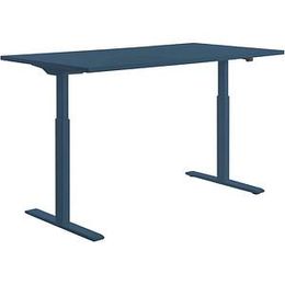 Topstar E-Table elektrisch höhenverstellbarer Schreibtisch petrolblau rechteckig, T-Fuß-Gestell blau 160,0 x 80,0 cm