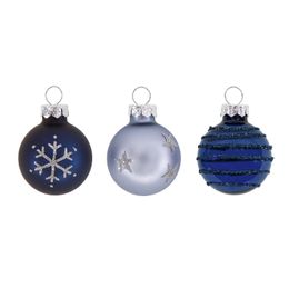 buttinette Weihnachtskugeln aus Glas, blau, 3 cm Ø, 9 Stück