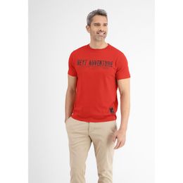 Lerros T-Shirt &raquo;T-Shirt *Next Adventure*&laquo; LAVA RED M M Gerippter Rundhalsausschnitt