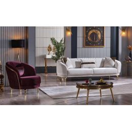 JVmoebel Wohnzimmer-Set Sofa auf Edelstahlbeinen Dreisitzer + Sessel Modernes Sofa