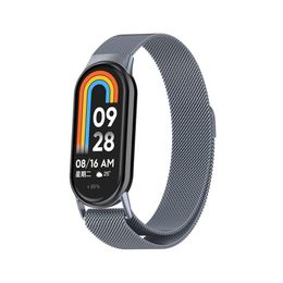 Wigento Smartwatch-Armband Milanese Uhrenarmband mit Magnetverschluss für Xiaomi Mi Band 8 Grau