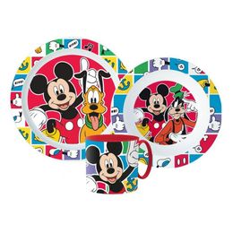 Disney Mickey Mouse Kindergeschirr-Set Mickey Maus Pluto Goofy Kinder Geschirr-Set 3 teilig (3-tlg)