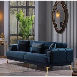 JVmoebel 3-Sitzer Blauer 3-Sitzer Wohnzimmermöbel Polster Couch Luxus Möbel Textilsofas