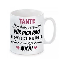 Herzbotschaft Tasse Kaffeebecher mit Motiv Tante ich habe versucht für Dich das perfekte