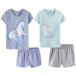 Disney Frozen Pyjama 2x Mädchen Schlafanzug kurzer Pyjama 4 Teile Gr. 104 110 128 140