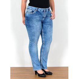 ESRA Straight-Jeans FG11 Straight Fit Jeans Damen High Waist Hose mit weißer Naht bis Plus Size