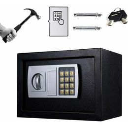Elektronik Safe Tresor mit zahlenschloss und 2 Notschlüssel wasserdichte Sicherheitsbox Wandtresor Schwarz 31 x 20 x 20 cm