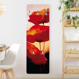 MICASIA Garderobe Blumen - Poppy Family - Rot Größe HxB: 119cm x 39cm
