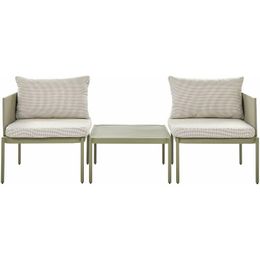 Beliani Lounge-Set Olivgrün Aluminium Modular 3-teilig Stapelbar 2-Sitzer mit Couchtisch und Auflagen Modern Terrasse Garten Outdoor Möbel Ausstattung - Grün