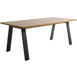 CAESAROO Tisch 200x90 cm Eiche natur mit lackierten anthrazitgrau Metallbeinen Eiche und Grau