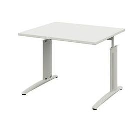 Röhr-Bush röhr Techno höhenverstellbarer Schreibtisch weiß rechteckig, C-Fuß-Gestell silber 120,0 x 80,0 cm