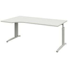 Röhr-Bush röhr Techno höhenverstellbarer Schreibtisch weiß L-Form, C-Fuß-Gestell silber 180,0 x 80,0/100,0 cm