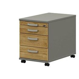 Röhr-Bush röhr Techno Rollcontainer grau, hickory-eiche 4 Auszüge 43,0 x 60,0 x 54,4 cm