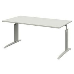 Röhr-Bush röhr Techno höhenverstellbarer Schreibtisch weiß rechteckig, C-Fuß-Gestell silber 160,0 x 80,0 cm