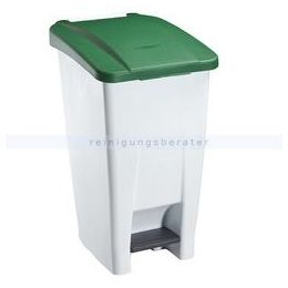 MOBILY Mülltonne Rossignol Kunststoff 60 L weiß/grün fahrbarer Abfallbehälter mit Pedal und Tragegriff