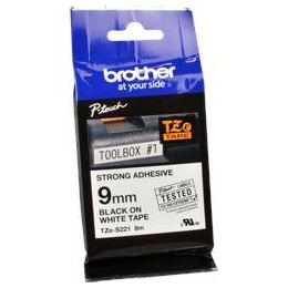 Brother P-Touch Band TZe-S221 schwarz auf weiß 9mm / 8m laminiert extra stark