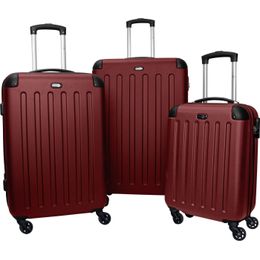 Travel Pal Trolleyset Austin, 4 Rollen, (3 tlg), Kofferset Reisegepäck Hartschalen-Trolley-Set mit Zahlenschloss, rot