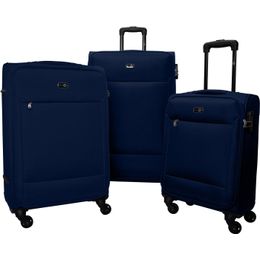 Travel Pal Trolleyset Neapel, 4 Rollen, (3 tlg), Kofferset Reisegepäck Weichschalen-Trolley-Set mit Zahlenschloss, blau