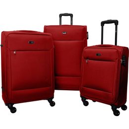 Travel Pal Trolleyset Neapel, 4 Rollen, (3 tlg), Kofferset Reisegepäck Weichschalen-Trolley-Set mit Zahlenschloss, rot