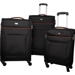 Travel Pal Trolleyset Toronto, 4 Rollen, (3 tlg), Kofferset Reisegepäck Weichschalen-Trolley-Set mit Zahlenschloss, schwarz