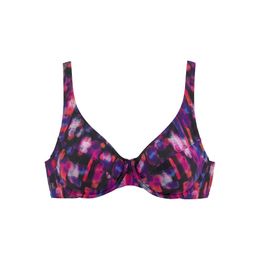 Lascana Bikinitop Damen Gr&ouml;&szlig;e 75 dunkellila / pink / schwarz