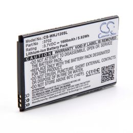 vhbw passend für Wiko Jerry Mobilfunk (1600 mAh, 3,7 V, Li-Ion) Smartphone-Akku Li-Ion 1600 mAh, schwarz