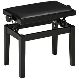 HOMCOM Klavierbank Höhenverstellbare Klavierbank mit Lederkissen (Pianobank, 1-St., Kunstleder Gummiholz), Schwarz 63 x 33 x 45-56 cm