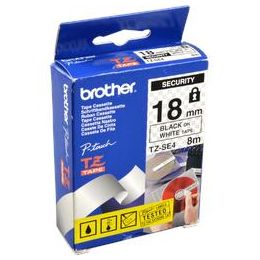 Brother P-Touch Band TZe-SE4 schwarz auf weiß 18mm / 8m laminiert Siegelband