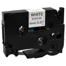 Ampertec P-Touch Band kompatibel zu TZe-211 schwarz auf weiß 6mm / 8m laminiert