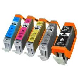 5 Ampertec Tinten ersetzt PGI-550XL CLI-551XL C M Y GY 5-farbig