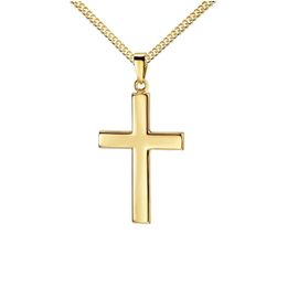 JEVELION Kreuzkette großer Kreuzanhänger vergoldet 925 Silber