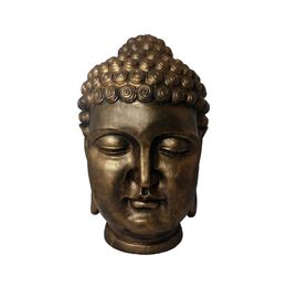 colourliving Dekofigur Buddhafigur Buddha Figur groß Buddhakopf bronze Optik Gartenfigur