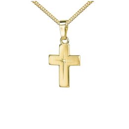 JEVELION Kreuzkette kleiner Kreuzanhänger vergoldet 925 Silber