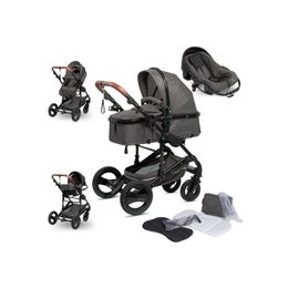 Bronea Kombi-Kinderwagen EXQUISE Kinderwagen 3in1 mit MATRATZE