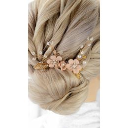 Brautkrone Diadem Haarnadel Brauthaarnadel Braut Haarschmuck rosa (2-teilig