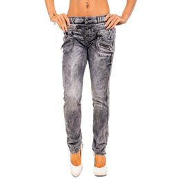 Cipo & Baxx Cipo & Baxx Skinny-fit-Jeans Schwarze Hose BA-WD431 in Extravaganter Doppelbund Optik