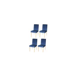 MCW 4er-Set Esszimmerstuhl Stuhl Küchenstuhl Littau ~ Samt, petrol-blau, helle Beine