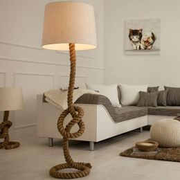 Licht-Erlebnisse Stehlampe Wohnzimmer 160 cm Tau Leinen dekorativ E27 Stehleuchte - Natur, Creme