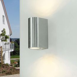 Licht-Erlebnisse Außenlampe Wand IP44 Silber GU10 Aluminium Modern Up Down Wandleuchte außen Hof - Silber