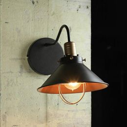 Licht-Erlebnisse Industrie Wandlampe Schwarz Kupfer E27 loft - Schwarz, Kupfer