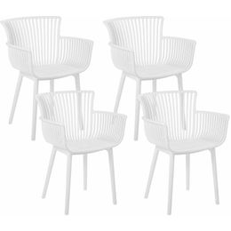 Beliani Stühle 4er Set in Weiß aus Kunststoff für Innen- und Außenbereich Geeignet Moderner Stil Plastik Gartenstühle für Garten Terrasse Esszimmer - Weiß