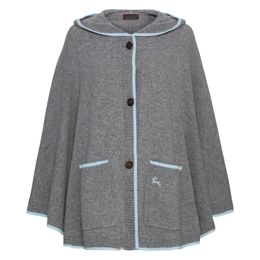 Reitmayer Poncho mit Kapuze Grau/Blau (Gr&ouml;&szlig;e: S)