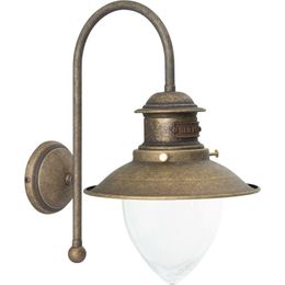 Licht-Erlebnisse - Wandlampe innen Echt-Messing Glas in Bronze E27 Maritim Wohnzimmer Küche Wandleuchte - Bronze Antik matt
