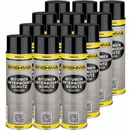 Brehma - 12x Bitumen Unterbodenschutz Black Edition 500ml Steinschlagschutz Spray schwarz