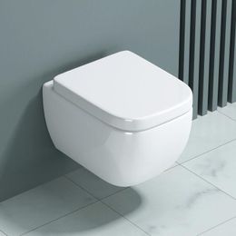 Edle Design Toilette Aachen101 mit Silent Close Sitz Wand-WC Hänge-WC - Weiß | Modell A101 - Doporro