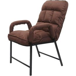 HHG - neuwertig] Esszimmerstuhl 127, Stuhl Polsterstuhl, 160kg belastbar Rückenlehne verstellbar Metall Stoff/Textil dunkelbraun - brown