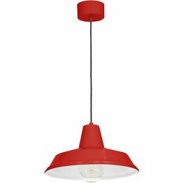 Licht-Erlebnisse Pendelleuchte Metall Rot ø 36 cm Vintage Mid Century E27 Hängelampe Küche Esszimmer